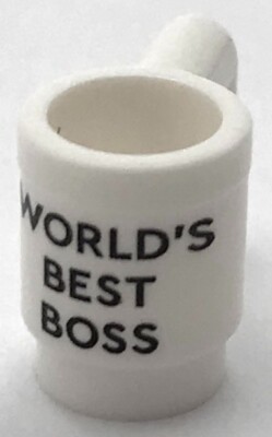 Lego New White Minifigure Utensil Cup w/ Black WORLD'S BEST BOSS ...