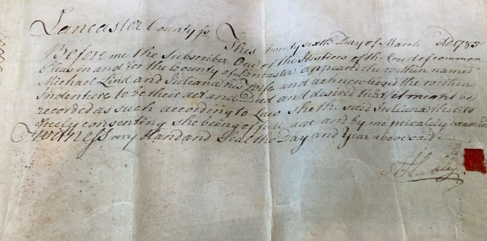 1785 Colonial Indenture Lancaster County PA Revolutionary Colonel ...
