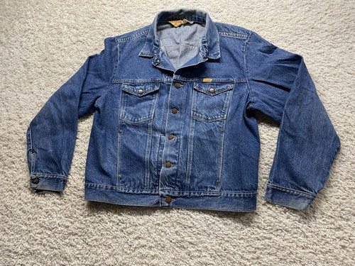 Vintage Rustler Denim Jean Jacket Adult Sz XL Made in USA Blue Trucker ...