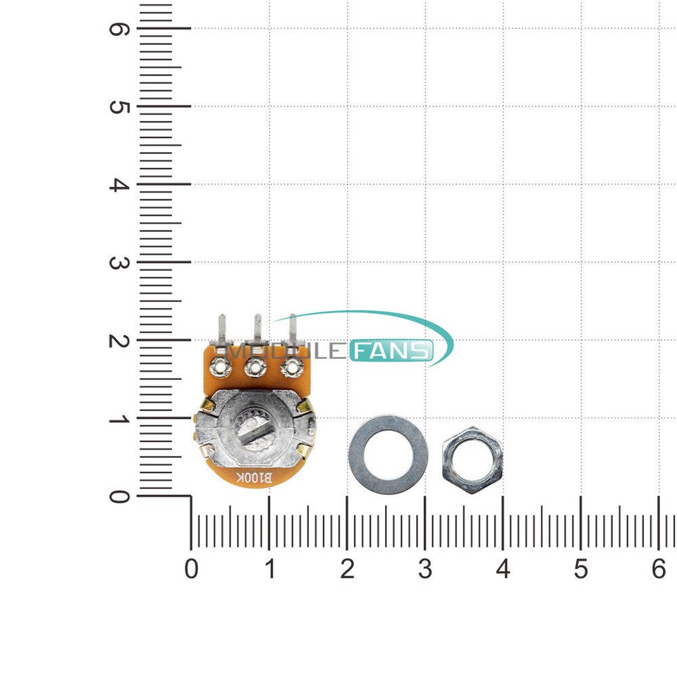 10PCS 100K OHM Linear Taper Rotary Potentiometer Panel pot B100K 15mm 3 ...