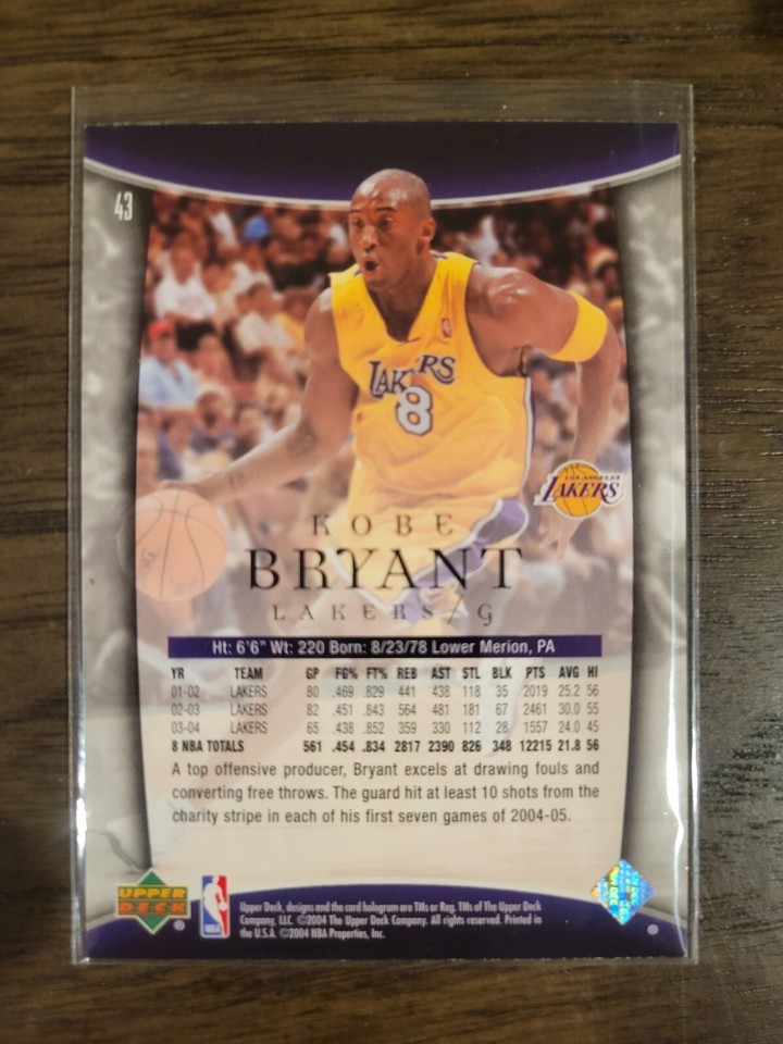 2004-05 Upper Deck Trilogy Los Angeles Lakers Basketball Card #43 Kobe ...