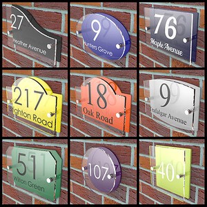 House Number Plaques Door Sign Vibrant Colour Back Acrylic Name Road ...
