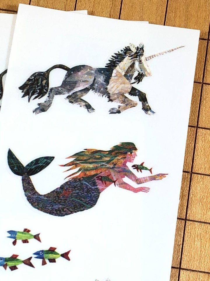 10 Grossmans Eric Carle Stickers Unicorn Mermaid Fish Fantasy Under Sea ...