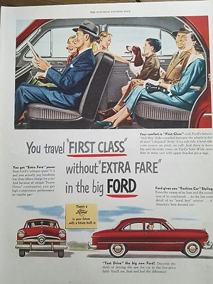 1951 red Ford two-door car travel first class ad | eBay