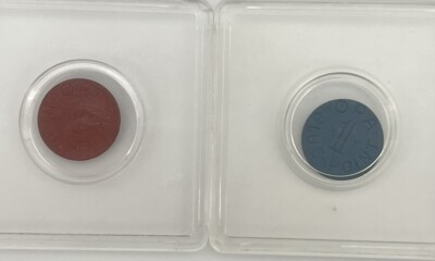 Vintage WWII OPA 1 Point Ration Token Coin Set Red/Blue *SCARCE* Nice ...