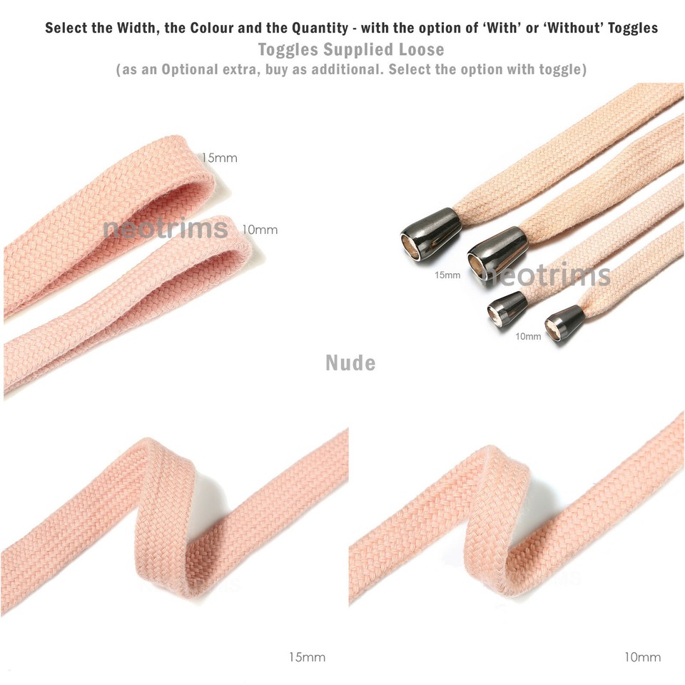 Drawstring Cord Cotton Hoodie String for Sweatshirt,10 & 15mm,Toggle ...