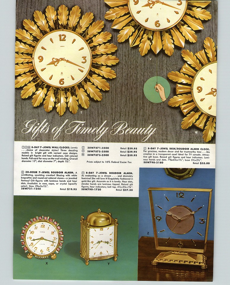 1956 PAPER AD Phinney Walker Desk Calendar Clock Travel Alarm Semca ...