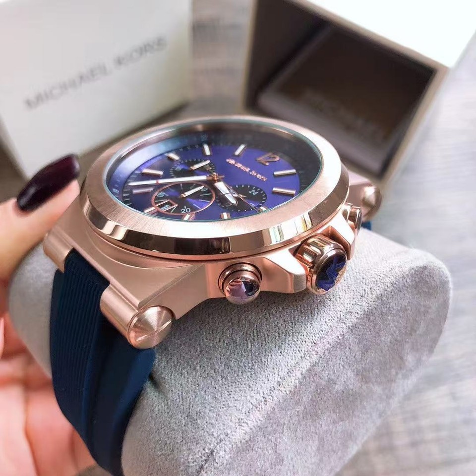 New Michael Kors MK8295 Dylan Stainless Steel Chronograph Silicone Men ...