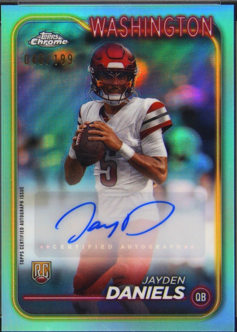 2024 Topps Chrome - Rookie Autographs Jayden Daniels #RA-JDA Aqua ...