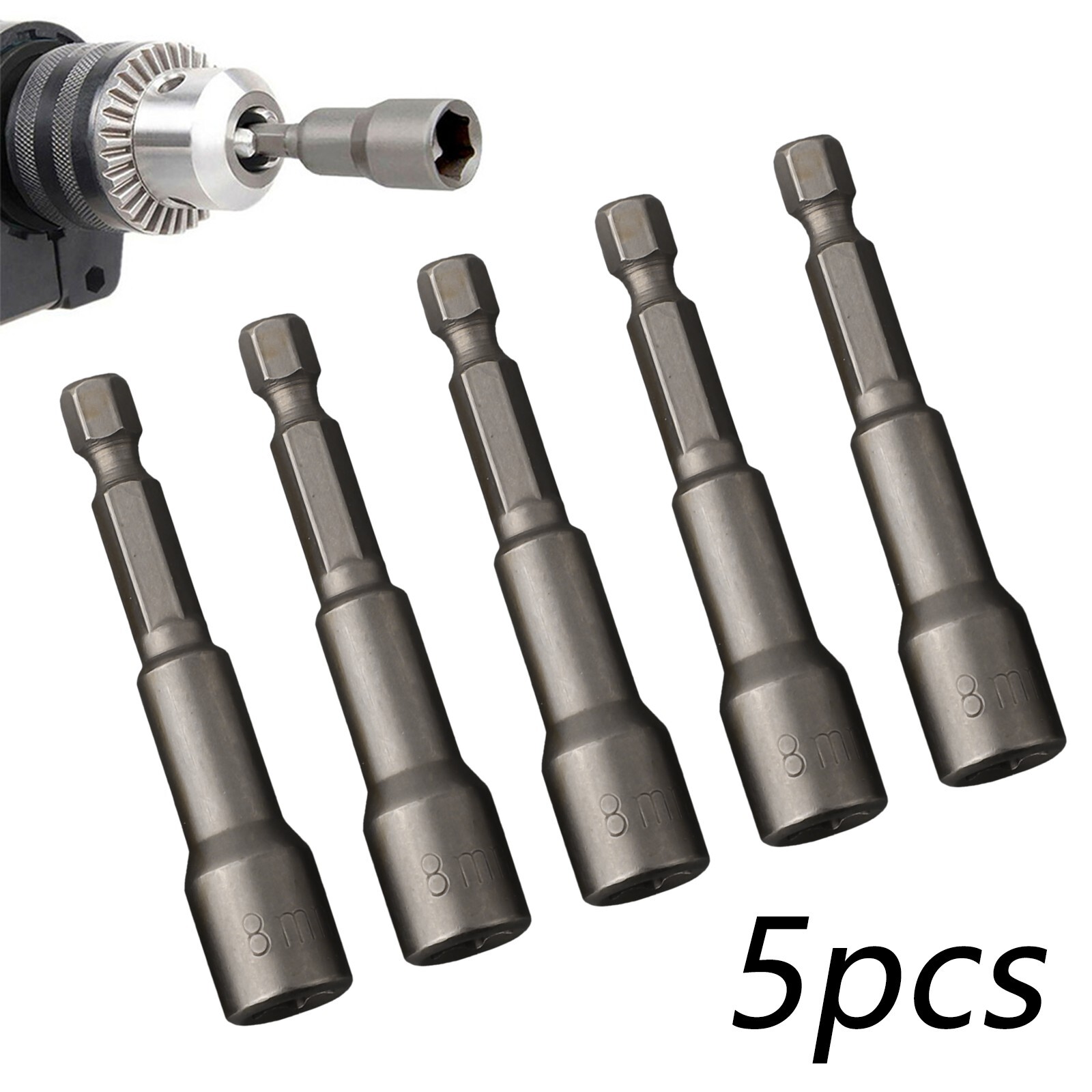Magnetic Hex Socket Nut Driver Set for Roofing Cladding 8 mm Set of 5 ...