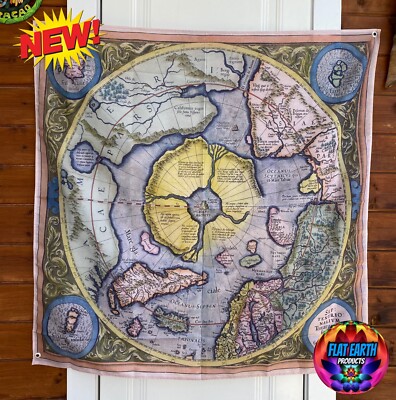 Flat Earth Hyperborea Map Rupes Nigra Flag XL World 1570 Eden North ...