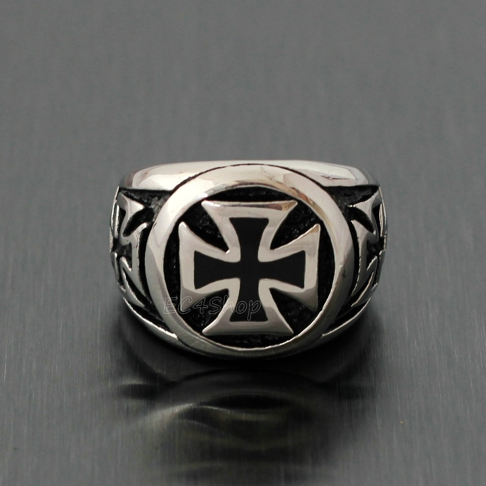 Men's Knight Templar German Iron Cross Pattee Patty Biker Stainless ...