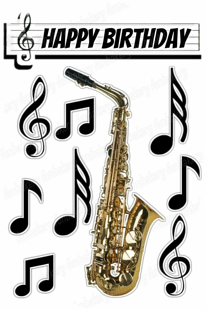 Music Saxophone Cake Topper Party Deco Edible Birthday Celebration ...