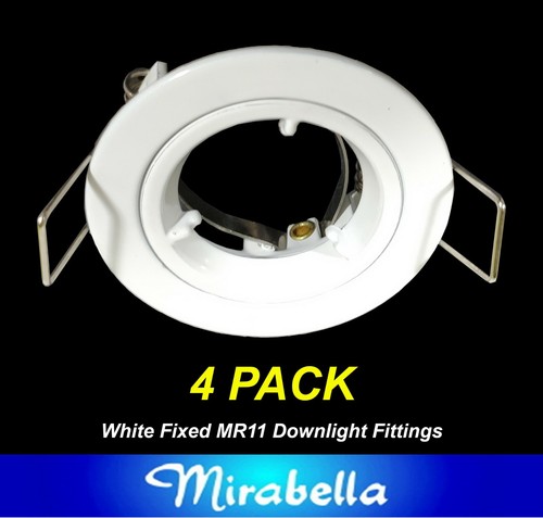 4 x White Round Fixed Downlight Fittings 12V MR11 - 60mm diameter, 45mm ...