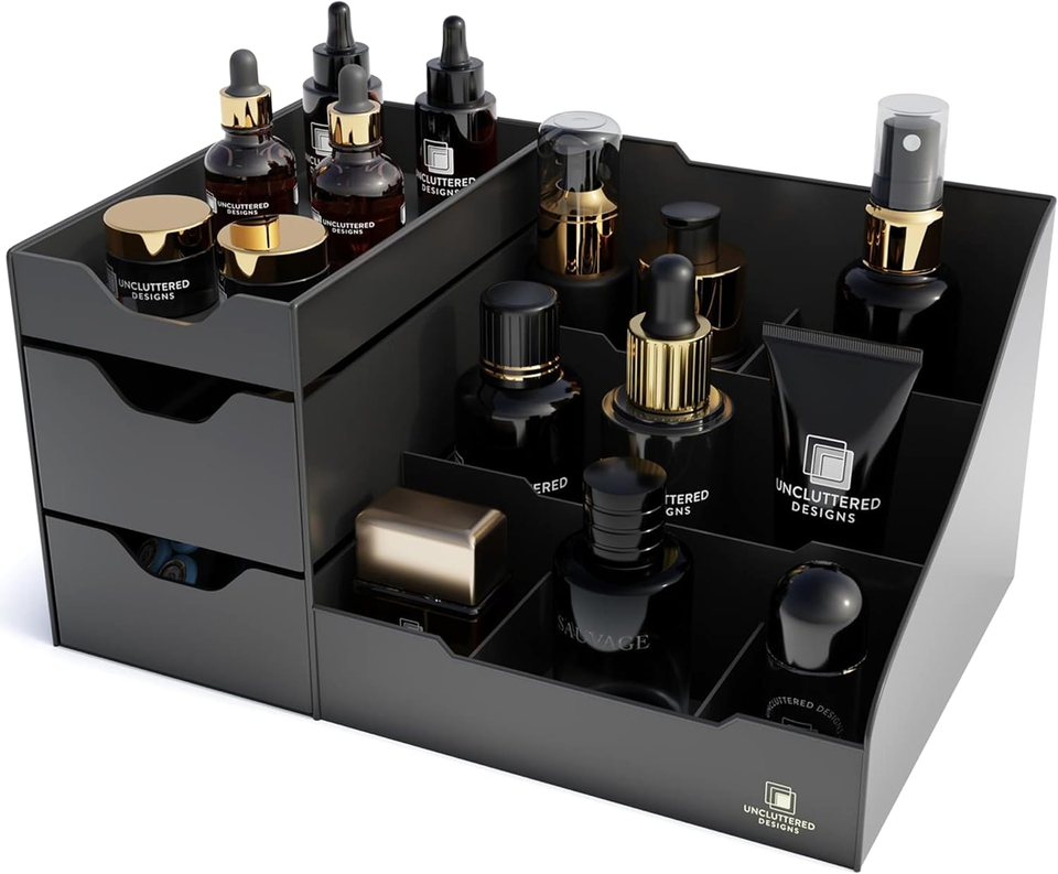 Stylish Black Vanity Organizer with Drawers for Men's Grooming ...