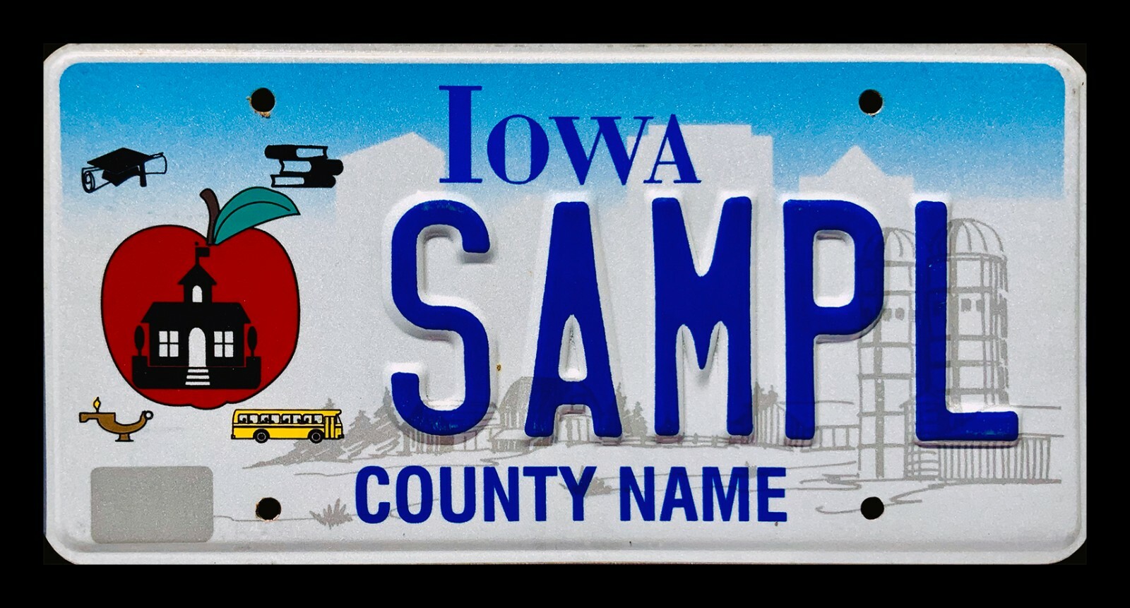 IOWA GRAPHIC EDUCATION SCHOOL APPLE SAMPLE LICENSE PLATE " SAMPL ...