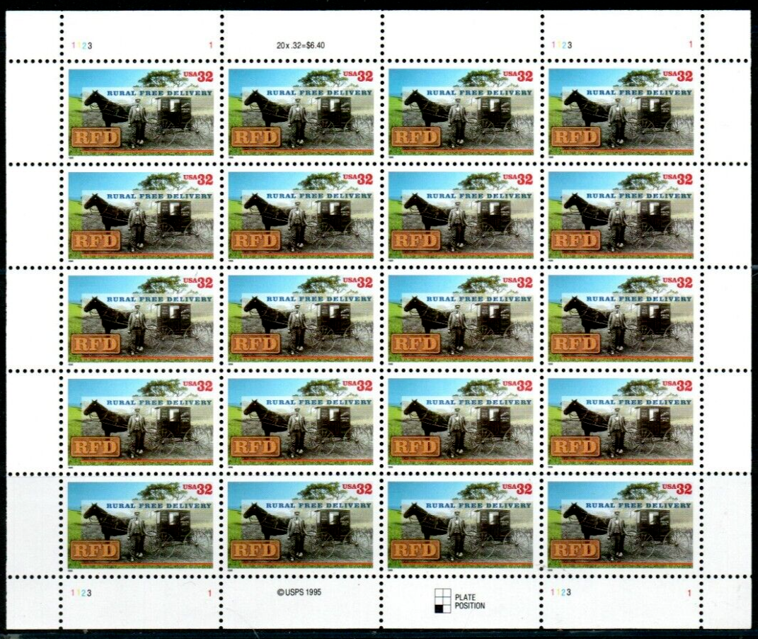 #3090 32 cent RFD rural free delivery Full Mint Sheet of 20 MNH OG | eBay