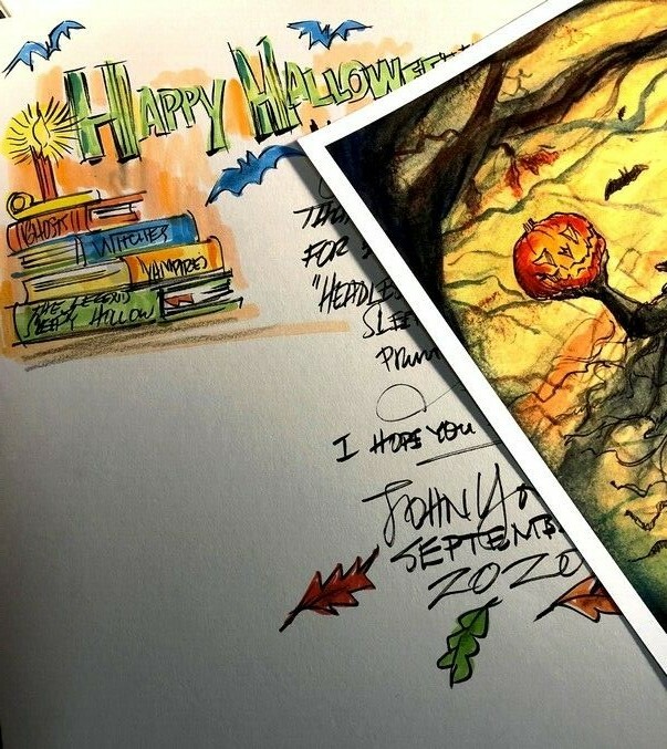 CEMETERY GHOST Spooky Atmosphere Halloween Print Texas Artist JOHN ...