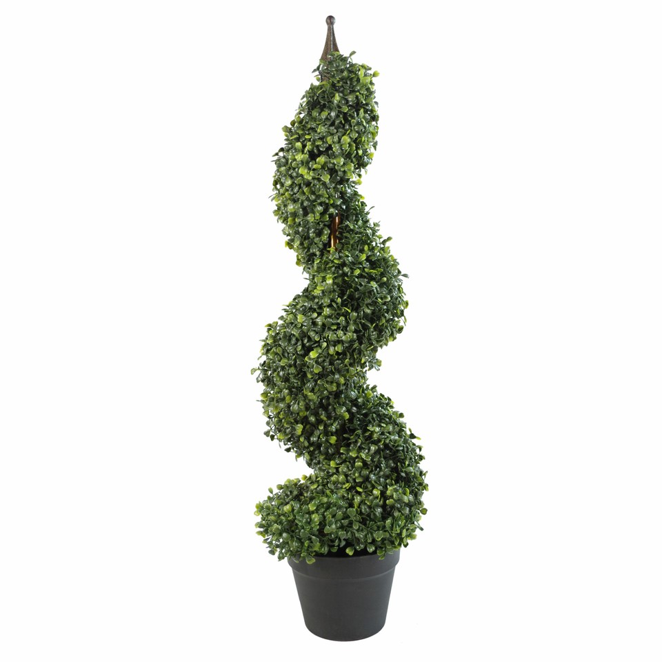 Realistic LARGE Artificial Topiary Ball Plants, Cone Bay Boxwood Spiral ...