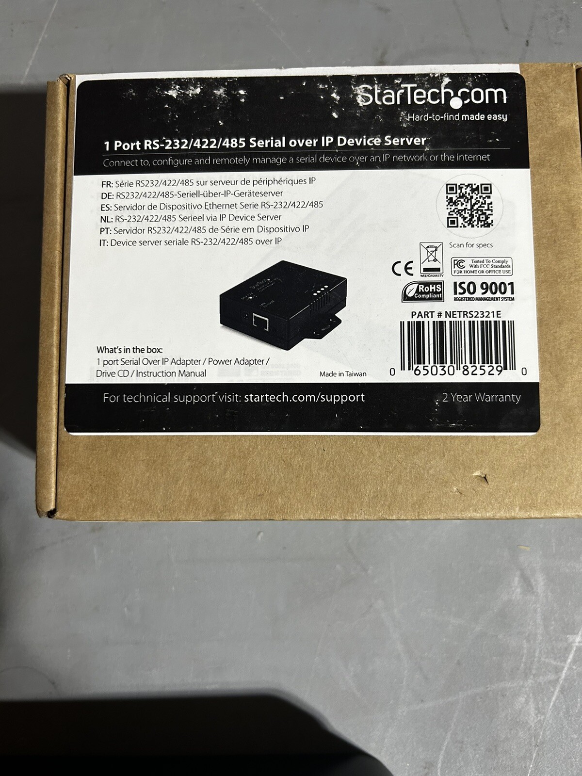 NEW StarTech 1 Port RS-232/422/485 Serial over IP Adapter NETRS2321E W ...