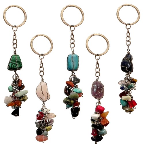 Wire Wrapped Tumbled Healing Gemstone Crystal Multicolored Cluster ...