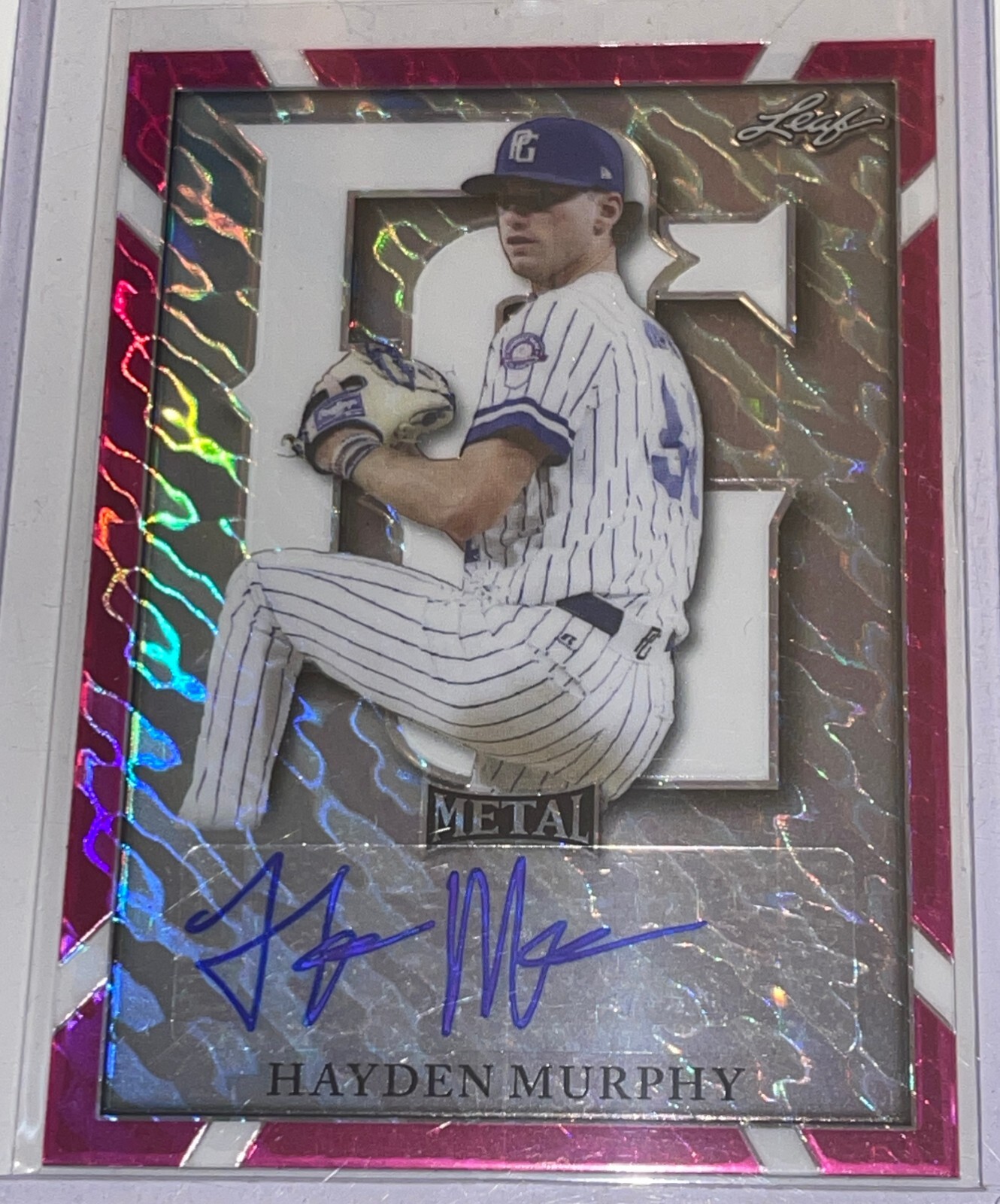RARE HAYDEN MURPHY AUTO 1/1 PINK MARBLE 2021 LEAF METAL PERFECT GAME ...
