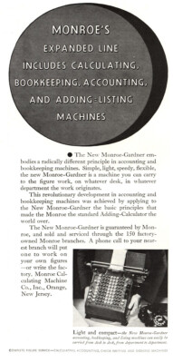 1934 Monroe Gardner Adding Machine: Expanded Line Vintage Print Ad | eBay