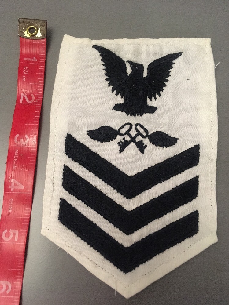 White US NAVY Aviation Storekeeper FIRST CLASS Patch Chevron three bars ...