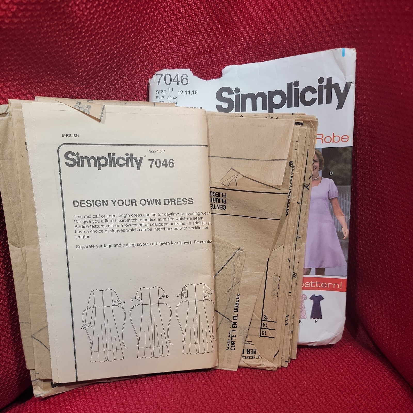 DRESS Robe long short adjustable style P 12 14 16 SIMPLICITY Sewing ...