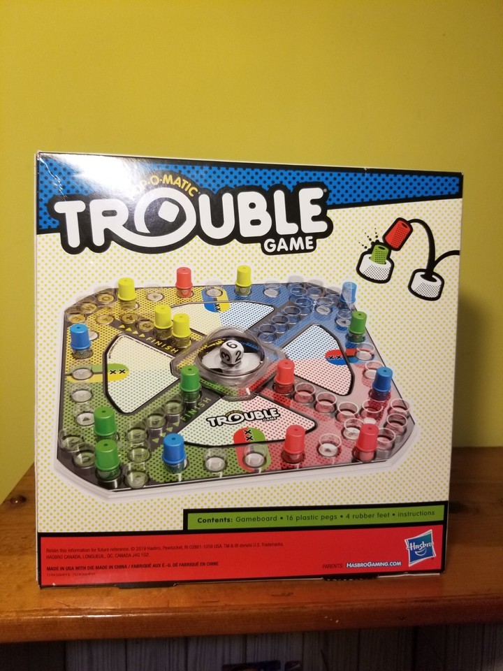 Trouble Game, Pop-O-Matic, Kids & Family Party Board Game with 16 Pegs ...