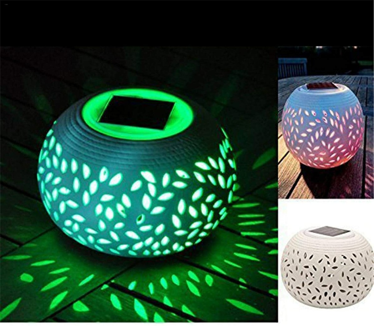 Outdoor Solar Light Lantern Ceramic Pot C Cattleya Integrated LED