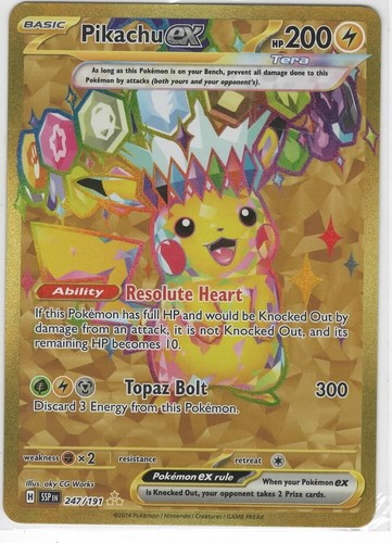 Pikachu ex 247/191 Gold Hyper Rare Surging Sparks 2024 MINT Pokemon | eBay