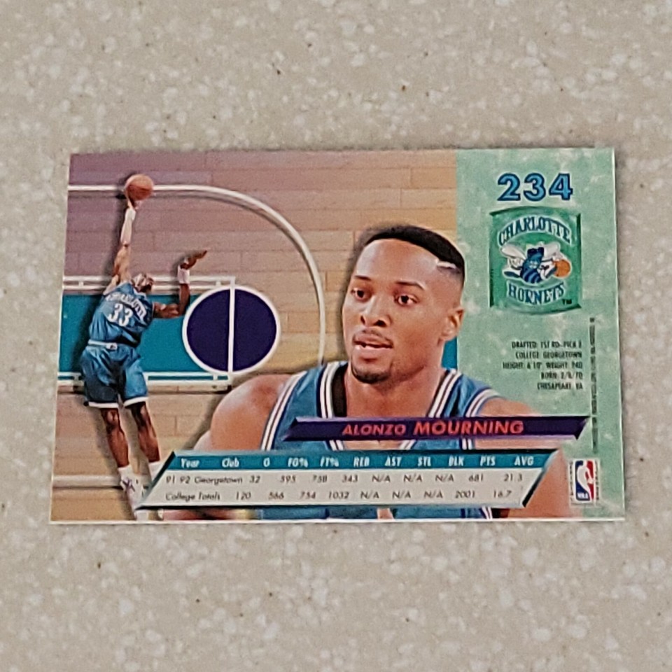 1992 1993 92 93 FLEER ULTRA BASKETBALL CARD ALONZO MOURNING RC ROOKIE #234 3 | eBay