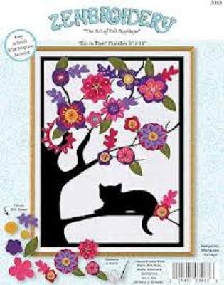 Zenbroidery - THE ART OF FELT APPLIQUE - CAT IN TREE - FINISHED 9 X 12 ...