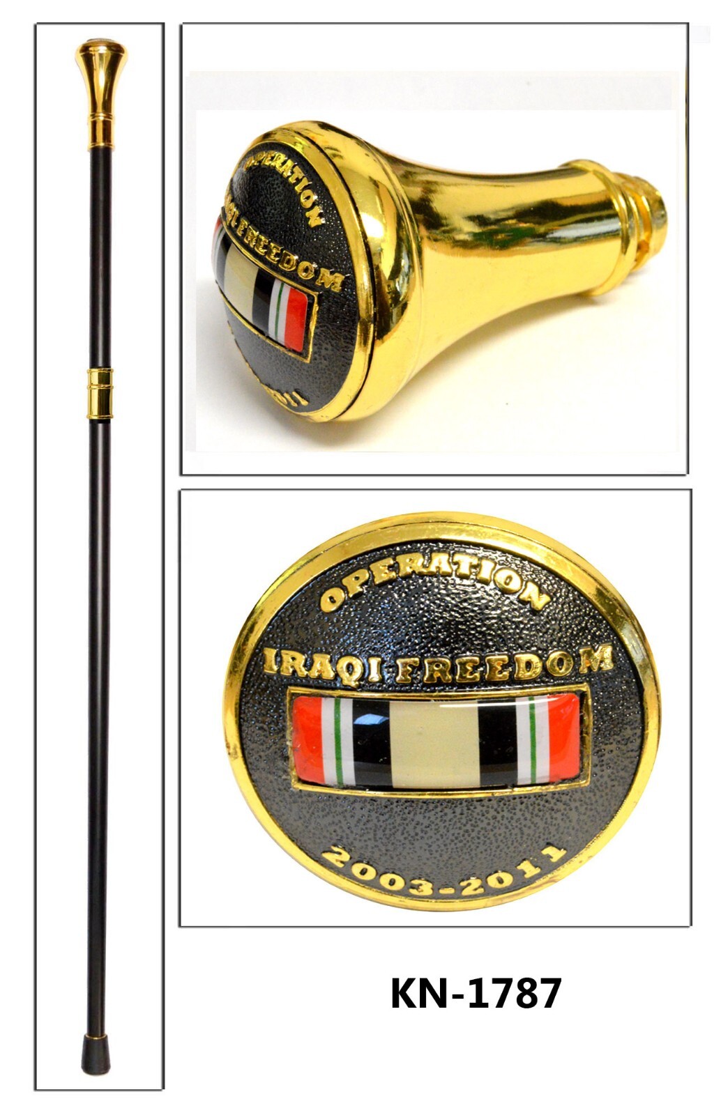 Iraqi Freedom Western Walking Cane - Gem