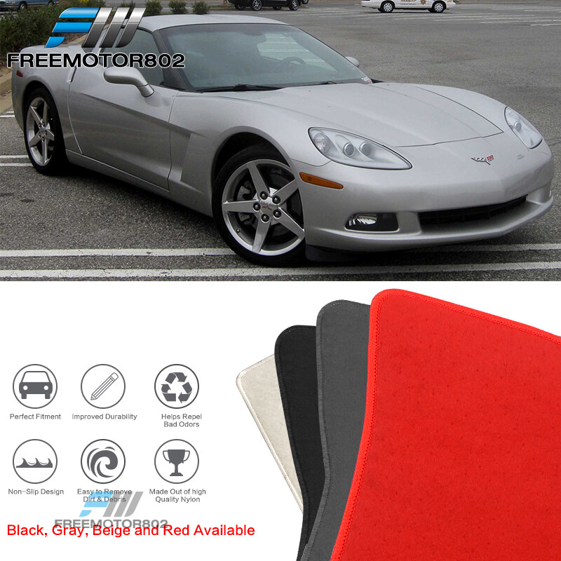 For 05-13 Chevy Corvette C6 Car Floor Mats Liner Front Nylon Red ...