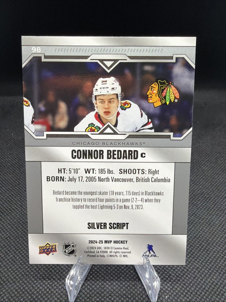 2024-25 Upper Deck MVP - Connor Bedard #98 Silver Script Blackhawks | eBay