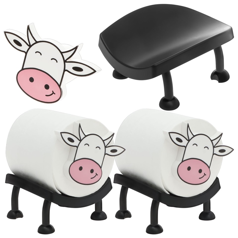 3Pcs ABS Plastic Funny Toilet Roll Desk Holder Cow Style Toilet Paper ...