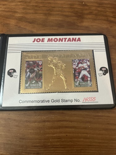 1996 SSCA Joe Montana Commemorative First Day Issue Gold Stamp COA ...