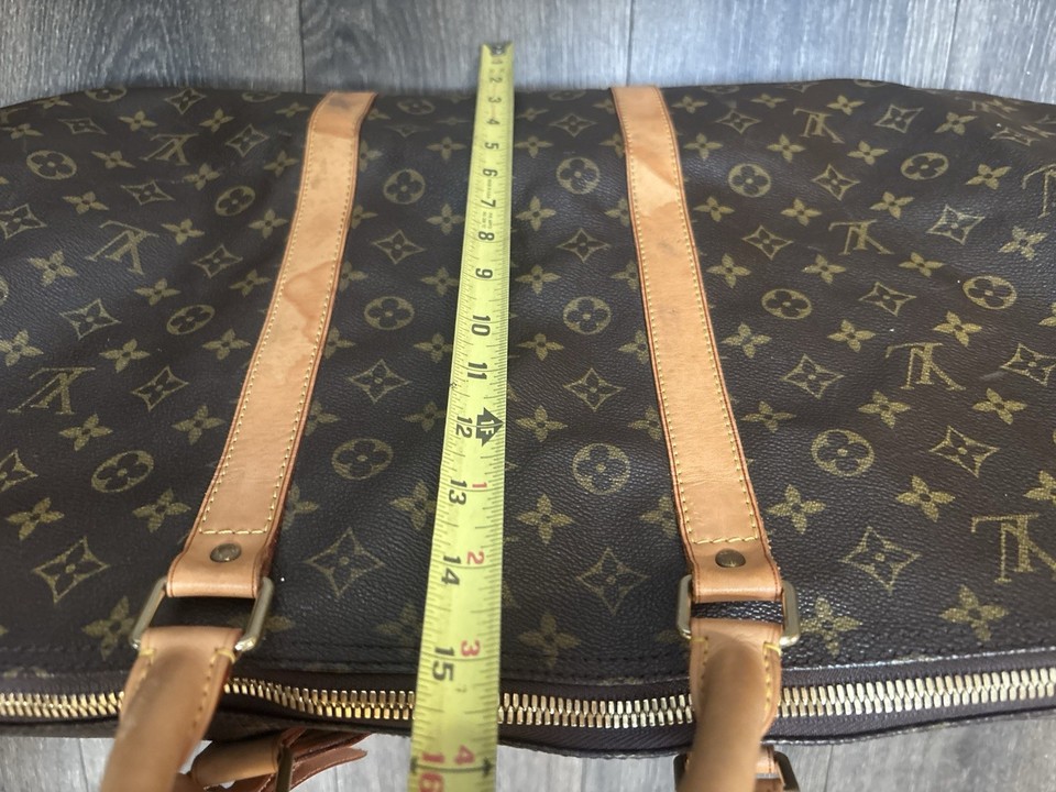 Pre-Owned Louis Vuitton Monogram KeepAll Duffle Bag 60 Brown Canvas | eBay