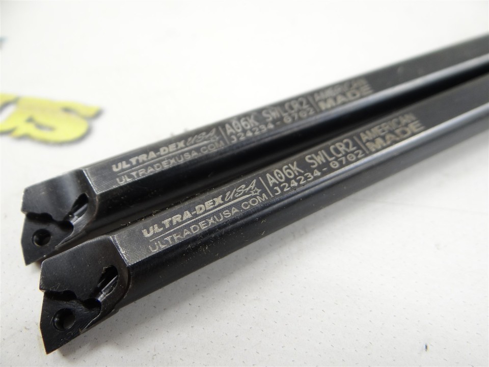 PAIR OF ULTRA-DEX INDEXABLE BORING BARS COOLANT THRU 3/8" SHANK A06K ...