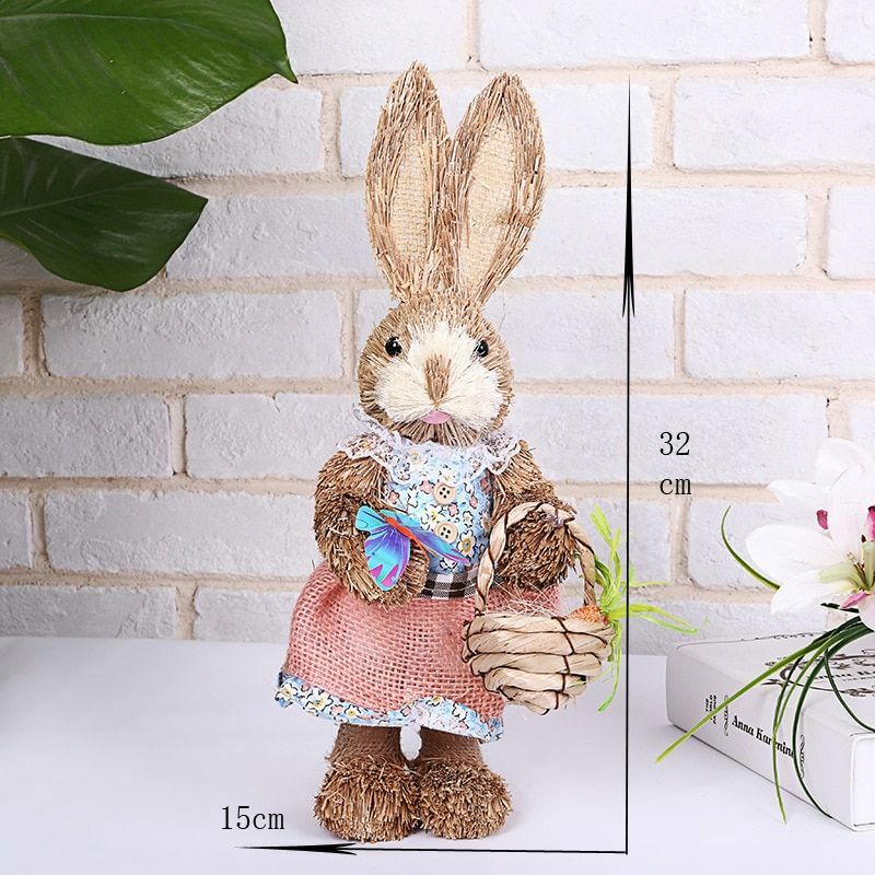 Easter Bunny Straw Rabbit Spring Home Decorations Garden Outdoor ...