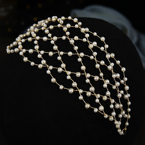Vintage Gold Pearls Tiaras Headbands Handmade Wedding Hair Accessories ...