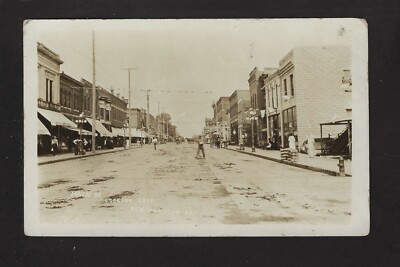 New Hampton Iowa IA 1918 RPPC Main St East, Horses & Wagons, Water Tank ...