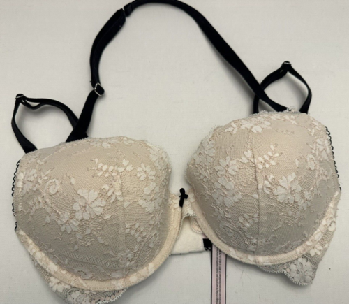Victorias Secret Vs Dream Angels Push Up Bra 32dd 32 Dd Black White Ebay