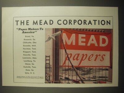 1953 Mead Papers Ad - The Mead Corporation Paper Makers to America | eBay