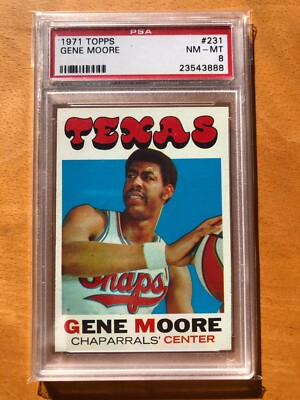 1971 Topps basketball card GENE MOORE #106 PSA 8 NM-MINT (INCREDIBLY ...