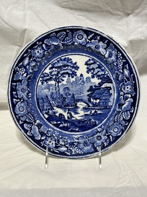 Antique George Jones Wild Rose Flow Blue Plate 1784 England 9.25” | eBay