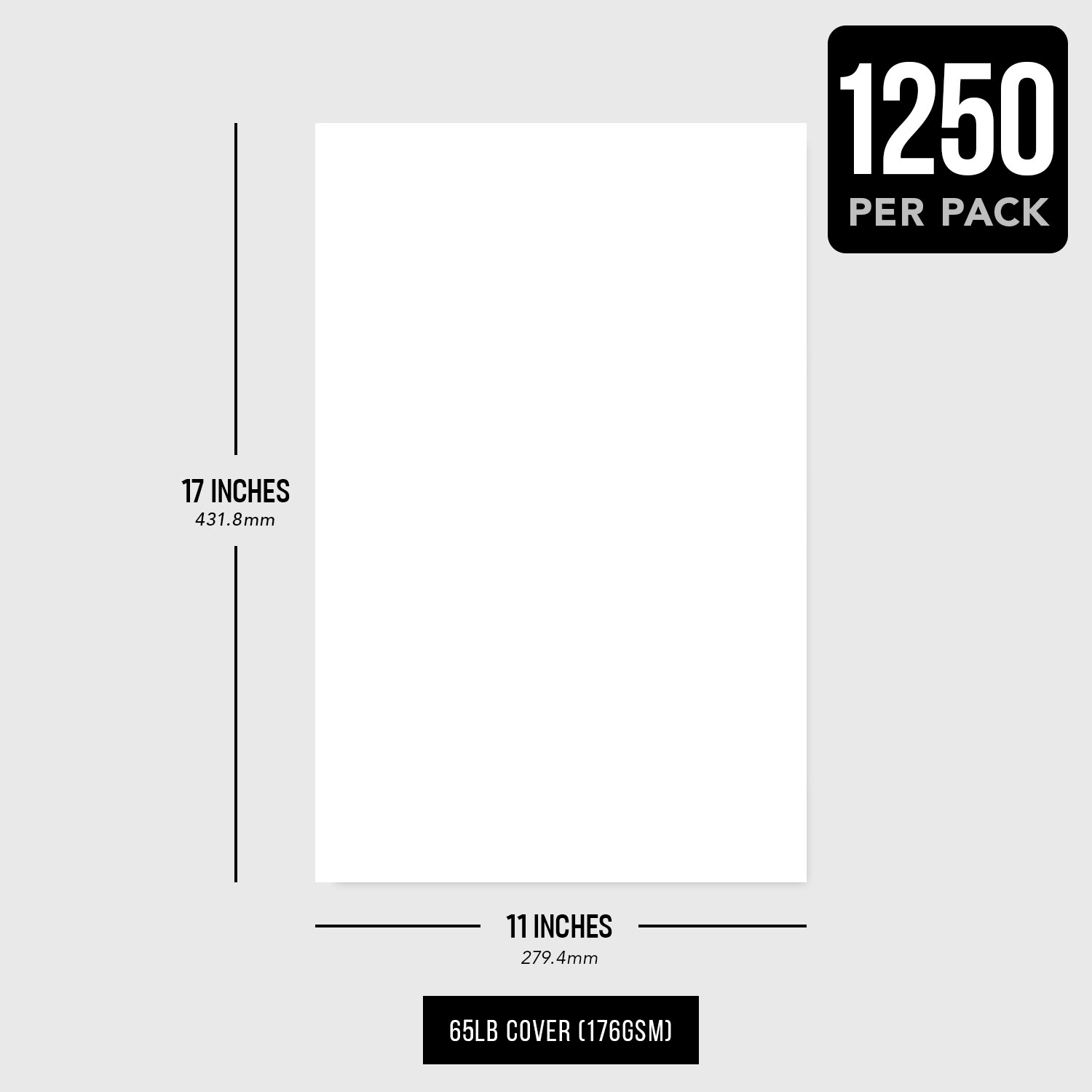 11 x 17" Cougar White Cardstock Paper, 65lb Cover (176gsm), 1250 Sheets ...