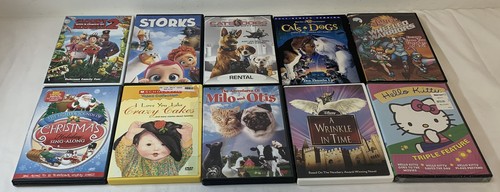 lot of 10 KIDS dvd~12 movies~Cats & Dogs,Hello Kitty,Milo & Otis,Storks ...